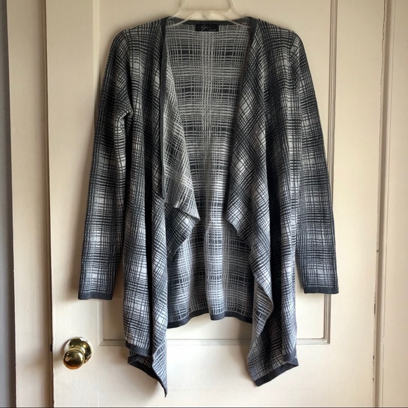 Cyrus | Sweaters | Lyn By Cyrus Grey Striped Waterfall Cardigan | Poshmark